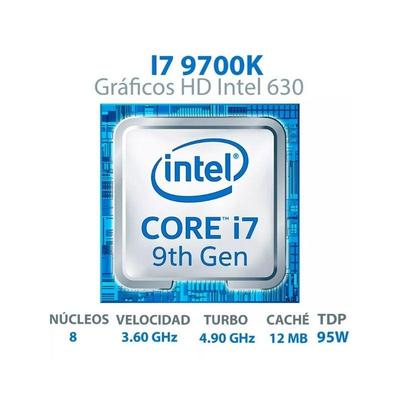 Procesador Intel Core i7 9700k, Socket 1151, 36 GHz, Octa Core, 12 MB ...