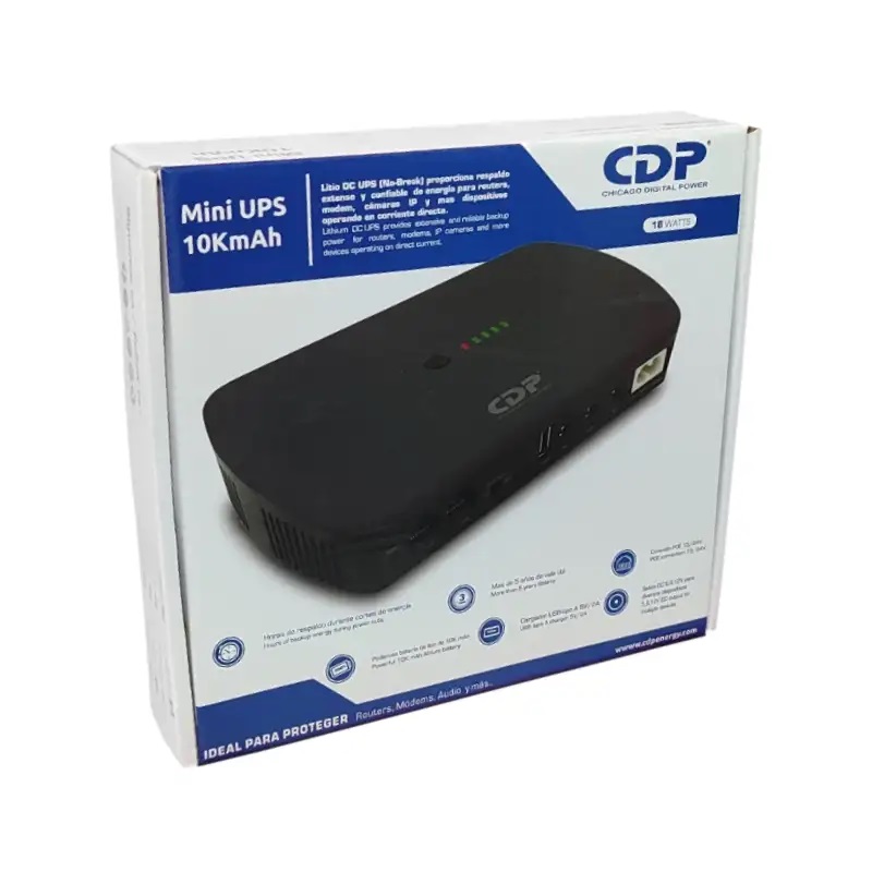 Mini UPS CDP 10000MAH 5V/9V/12V/15V/24V para Router Modem CCTV M-UPS ...